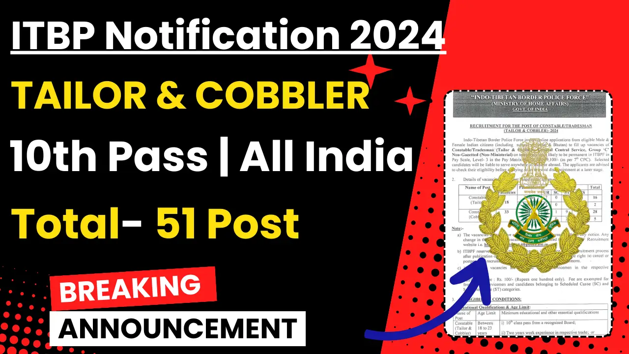 ITBP Tradesman Notification 2024 - Naukarinew.in