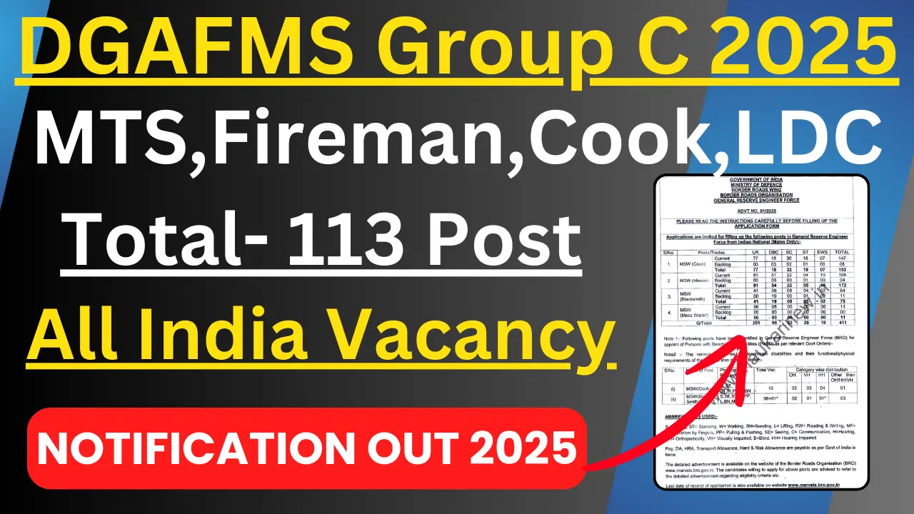 DGAFMS Group C Notification 2025 Apply Online Form - Naukarinew.in