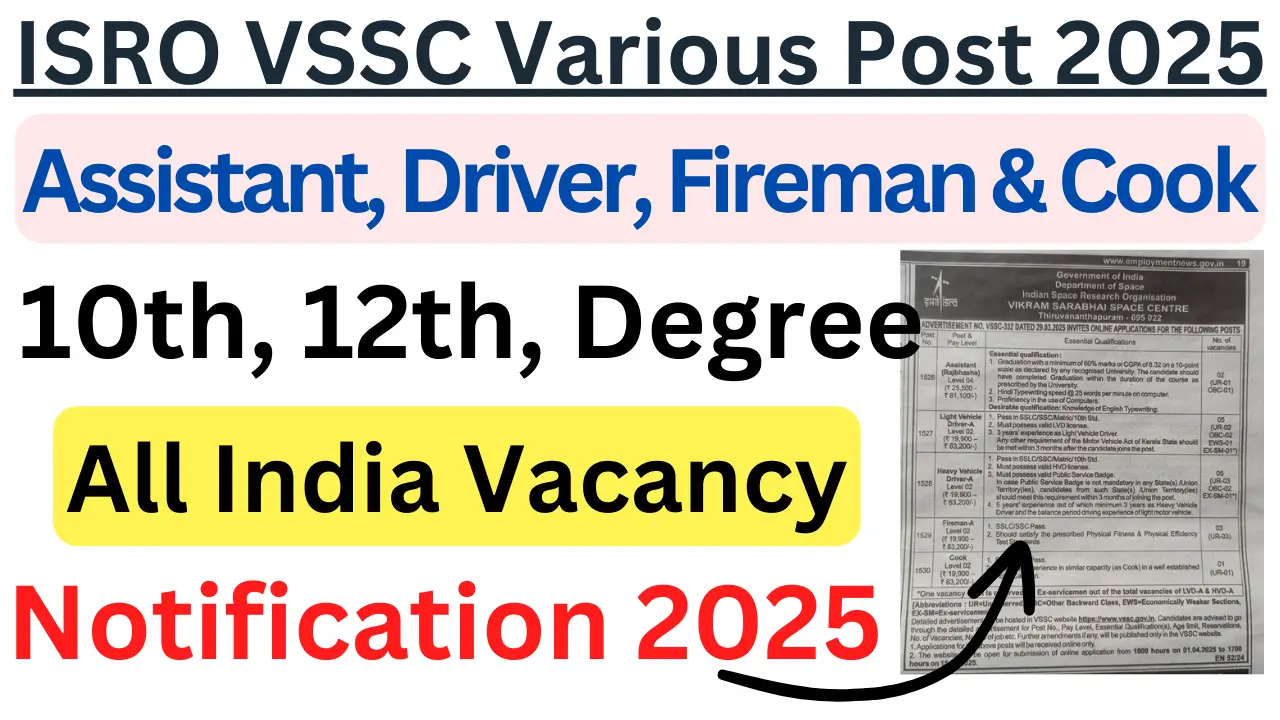 ISRO VSSC Various Post Recruitment 2025 - Naukarinew.in
