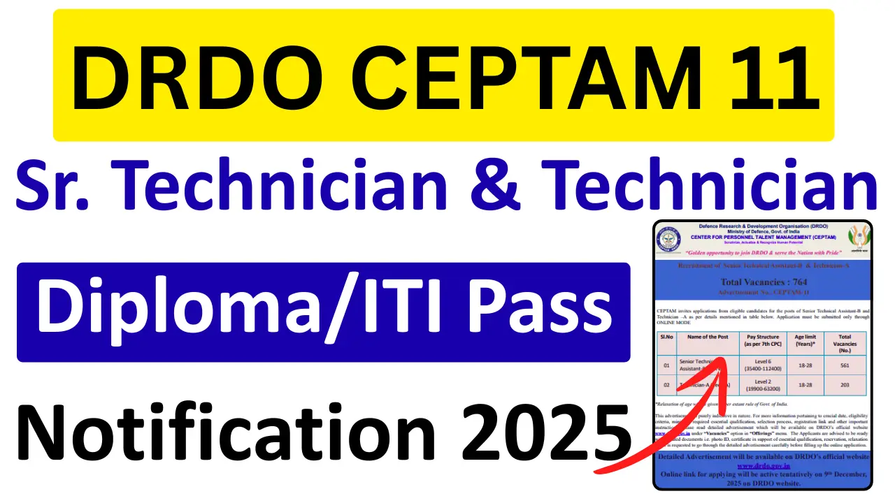 DRDO CEPTAM 11 Notification 2025 - Naukarinew.in